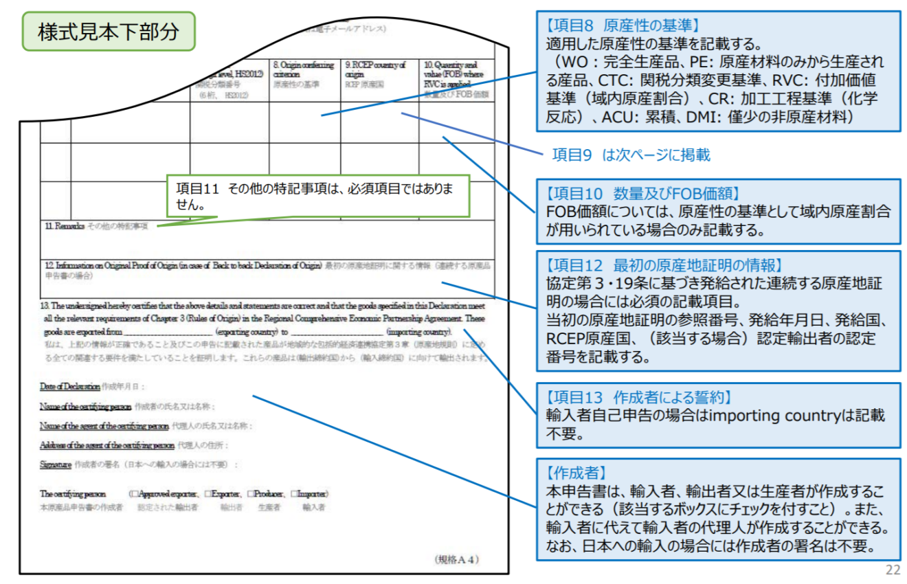 RCEP原産品申告書記入例 – 関税削減.com【HSコード分類事例の解説】